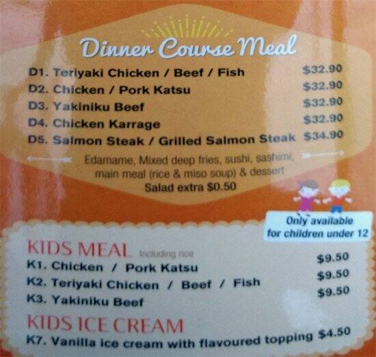 Menu at Oki Oki restaurant, Hornsby
