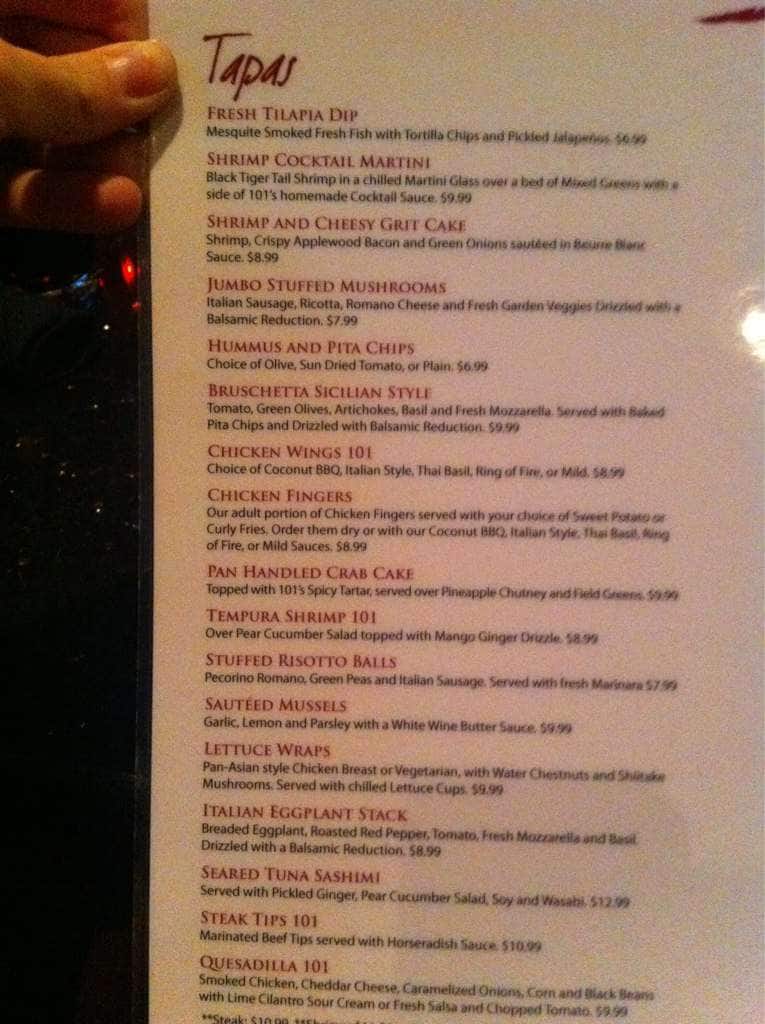 101 Restaurant and Lounge Menu - Urbanspoon/Zomato