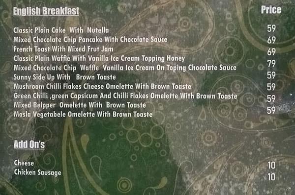 Menu of 2 Chefs Cafe, Ameerpet, Hyderabad