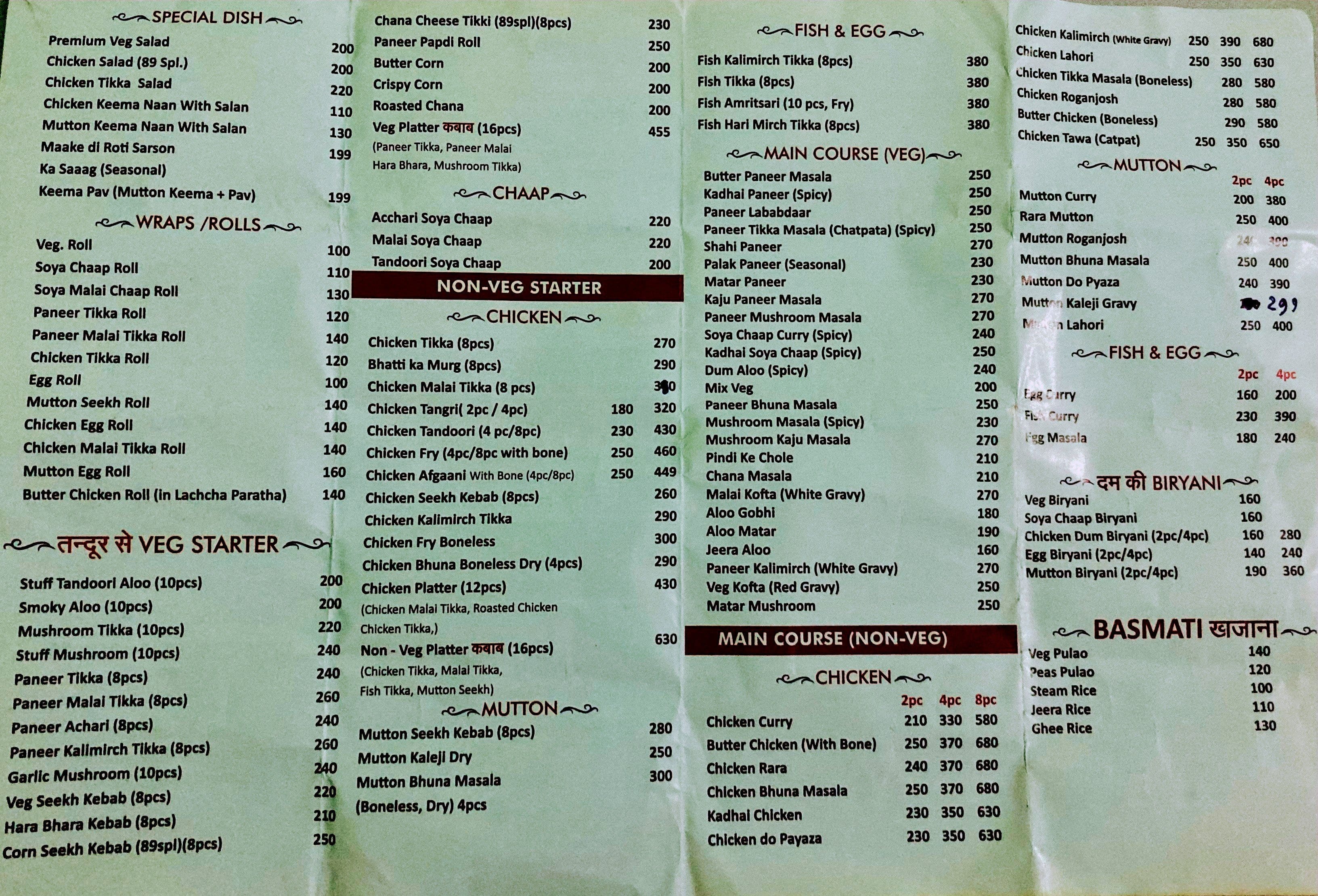 Menu of The Foodie Ghar, Gomti Nagar, Lucknow