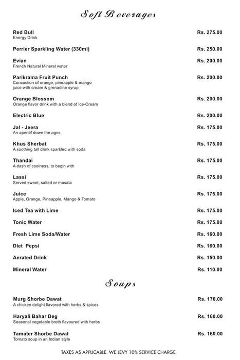 Menu at Parikrama The Revolving Restaurant, New Delhi