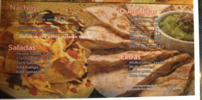 Menu at Blue Agave pub & bar, Rio de Janeiro, Rua Vinicius de Moraes 68