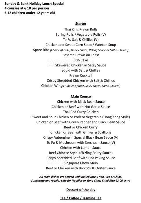 Menu at Victoria Asian Cuisine Restaurant, Ireland, 5A Monkstown Cres