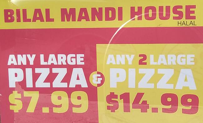 Menu at Bilal Mandi House, Brunswick