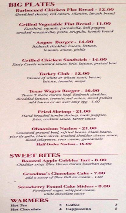 Menu at Paladora pub & bar, Houston