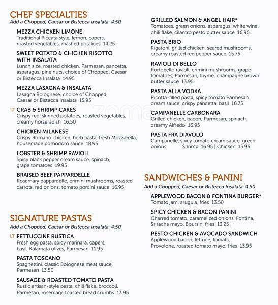 Menu at Brio Italian Grille pizzeria, Southlake, Plaza Pl