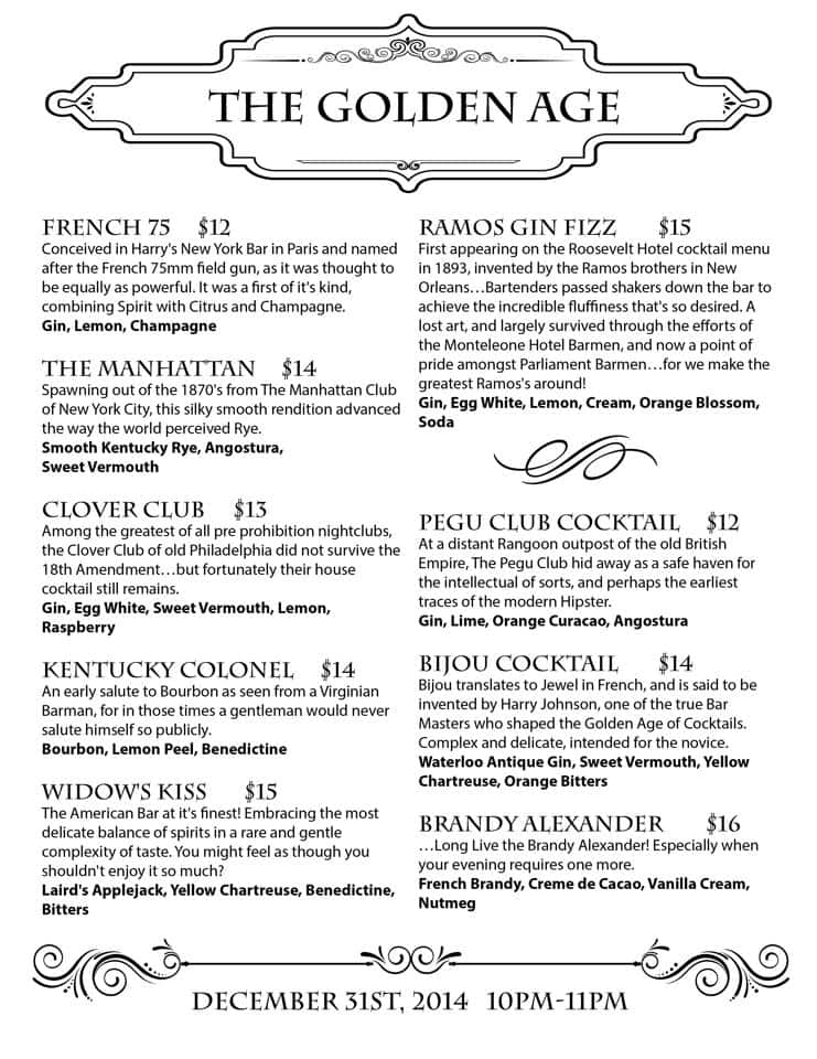 Menu at Parliament pub & bar, Dallas