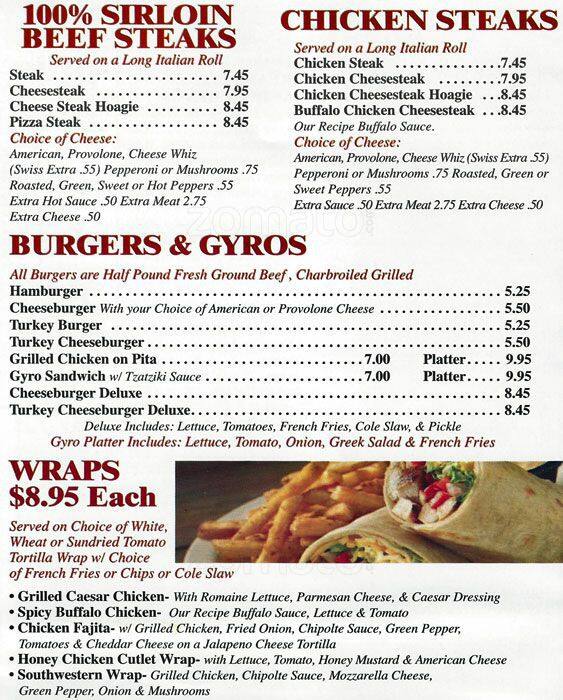 Menu at Fairmount Pizza and Grill pizzeria, Philadelphia