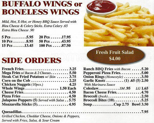 Menu at Fairmount Pizza and Grill pizzeria, Philadelphia