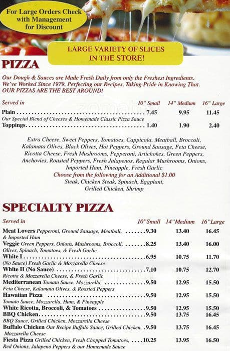 Menu at Fairmount Pizza and Grill pizzeria, Philadelphia
