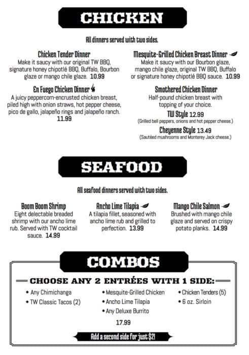 Menu at Tumbleweed pub & bar, Heath