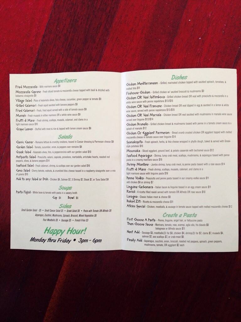 Menu at Ceno Grille restaurant, Cape Coral