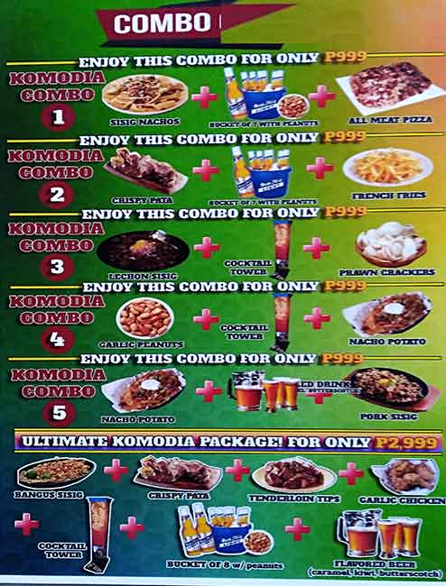 Menu at Komodia Bar & Restaurant, Pasig