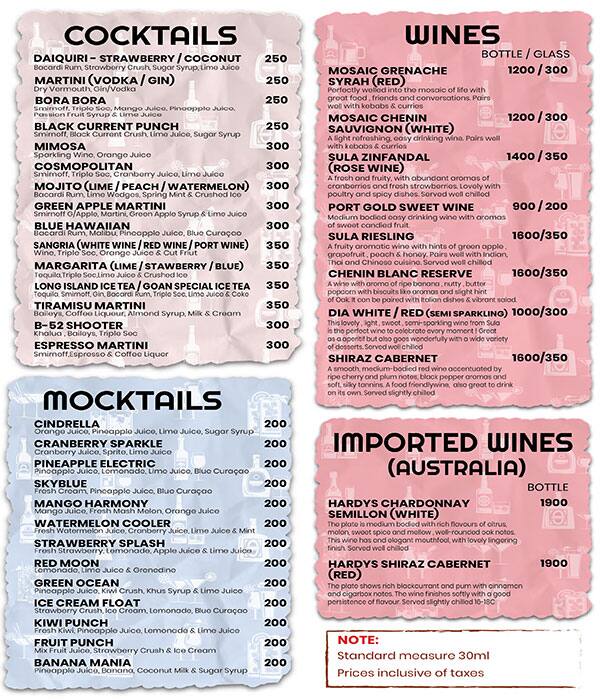 Menu at LEDA BPS Garden Restaurant, Margao