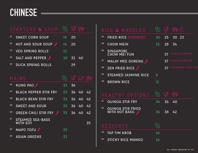 Menu at Zen Restaurant, Dubai, Ground Floor