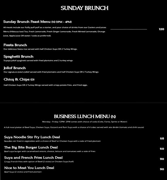 Menu of Suyaya Restaurant and Cafe, Business Bay, Dubai