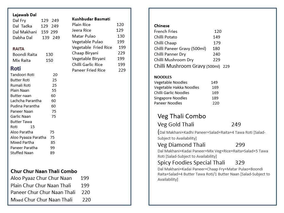 Menu of Nand Gopal Kitchen & Pure Veg, Chi 1, Greater Noida