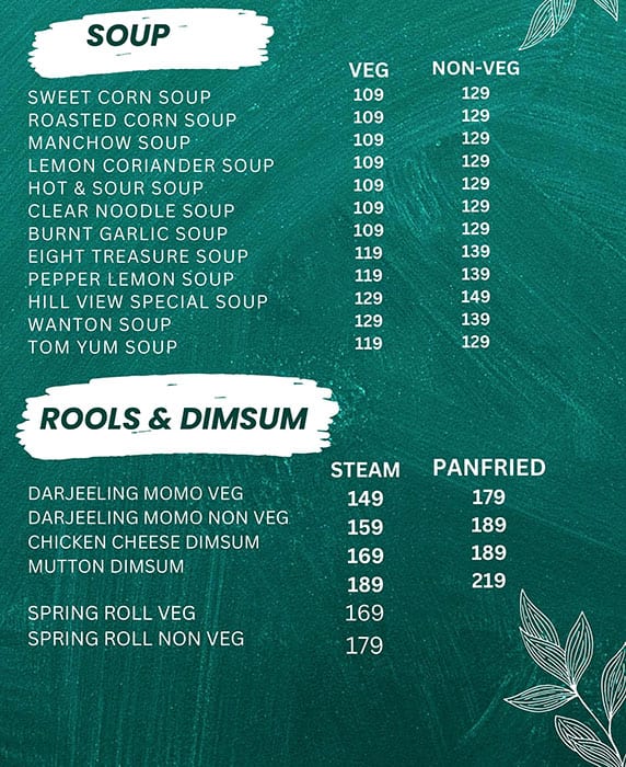 Menu of Hill View Cafe & Restro, Patia, Bhubaneshwar