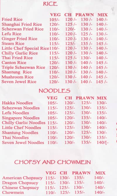 Menu at Little Chef, Bengaluru, 20/2