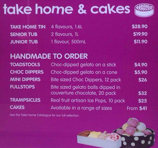 Menu at Trampoline Gelato RCH desserts, Parkville