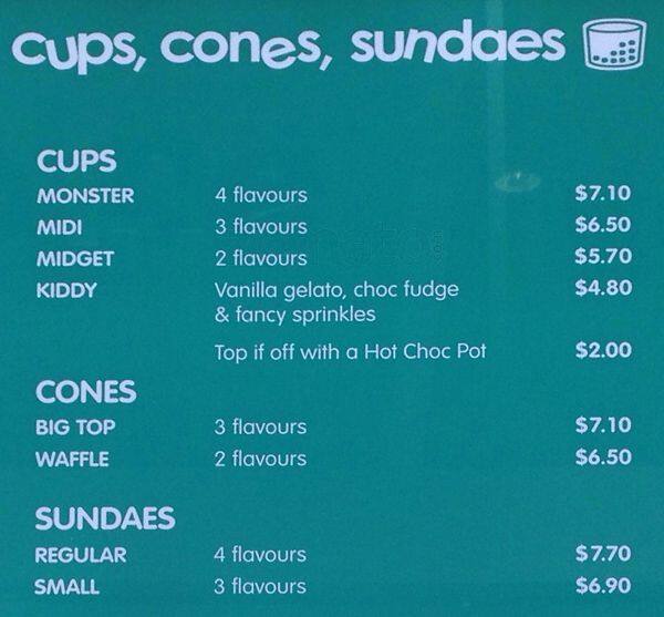 Menu at Trampoline Gelato RCH desserts, Parkville