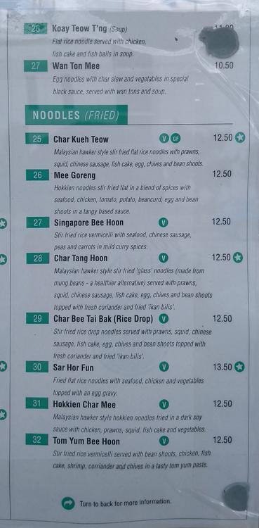 Menu at Penang Flavours restaurant, Doncaster