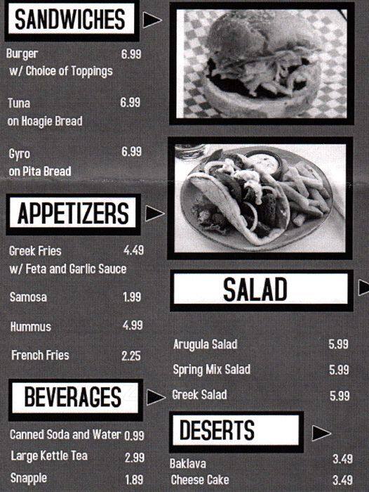 Menu at Sam’s Moroccan Sandwich Shop restaurant, Seattle