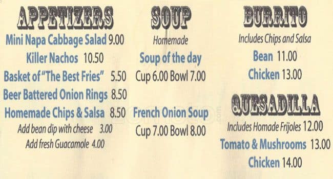 Menu at The Little Store Restaurant, Woodside