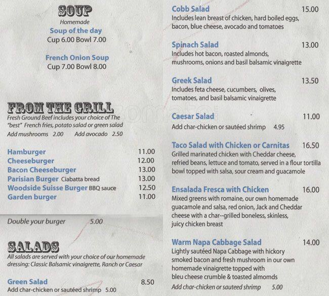 Menu at The Little Store Restaurant, Woodside