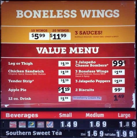 Menu at Church's Chicken fast food, Austin, Research Blvd