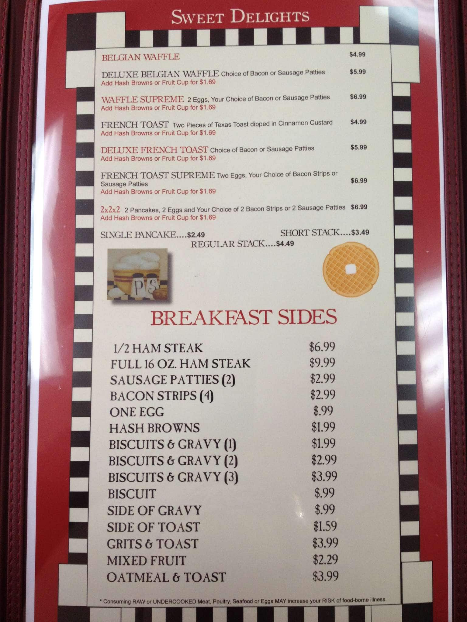 Menu at Mom's Diner restaurant, Collinsville, N Garnett Rd