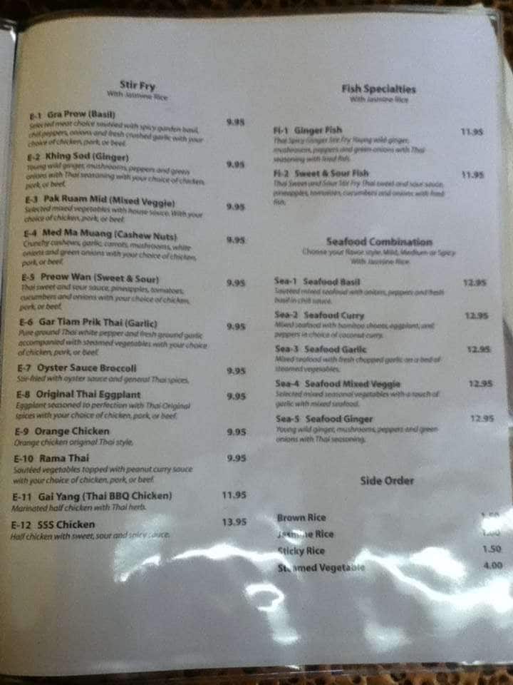 Menu at Original Thai restaurant, Rexburg, 10 E Main St