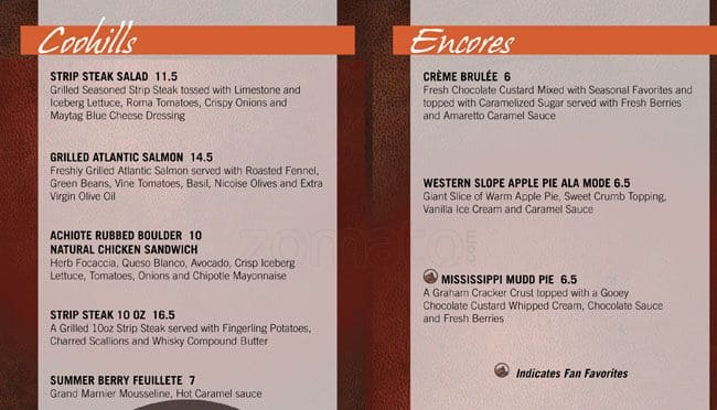 Menu at Ship Rock Grille pub & bar, Golden