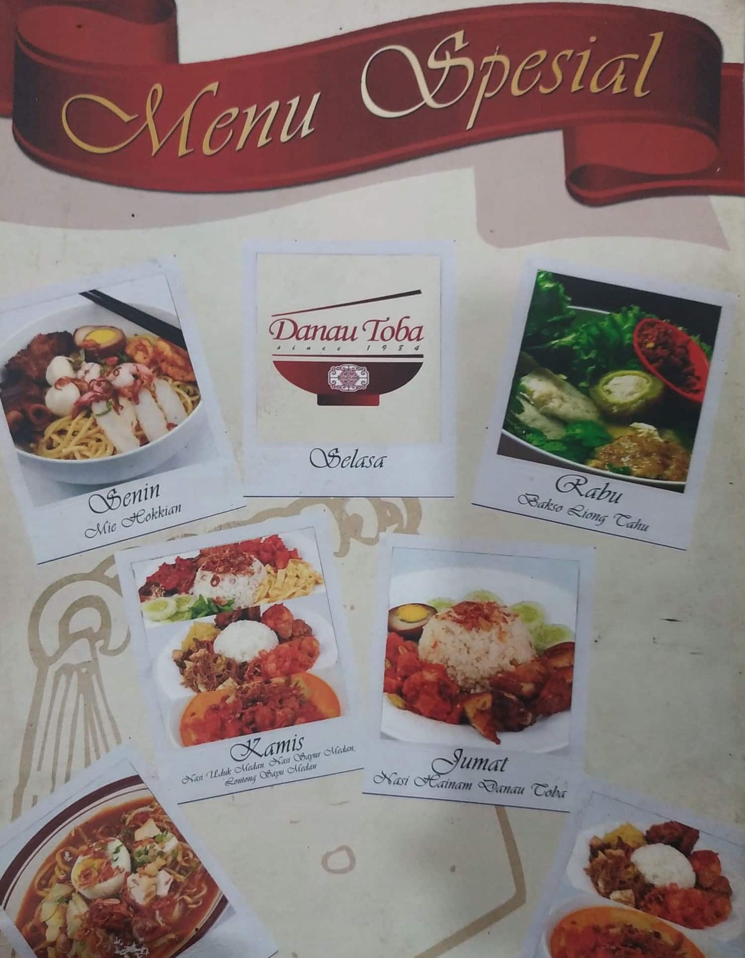 Menu at Bakmi Keriting Danau Toba restaurant, Jakarta