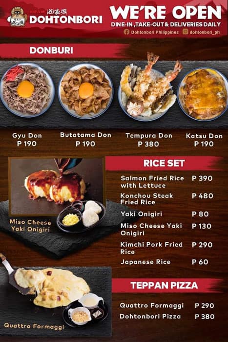 Menu at DOHTONBORI restaurant, Pasay, Seaside Veranda 2/F