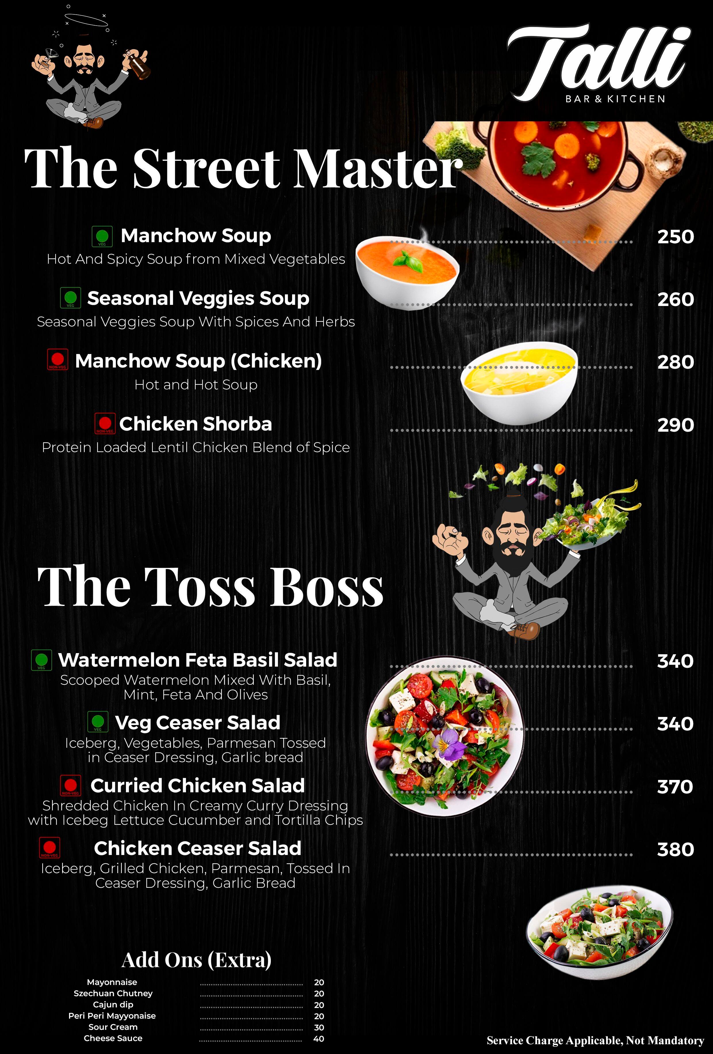 Menu of Talli, Koregaon Park, Pune