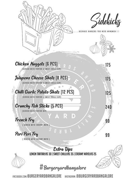 Menu at Burger Yard, Bengaluru, 28