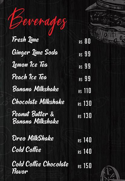 Menu at Burger Yard, Bengaluru, 28