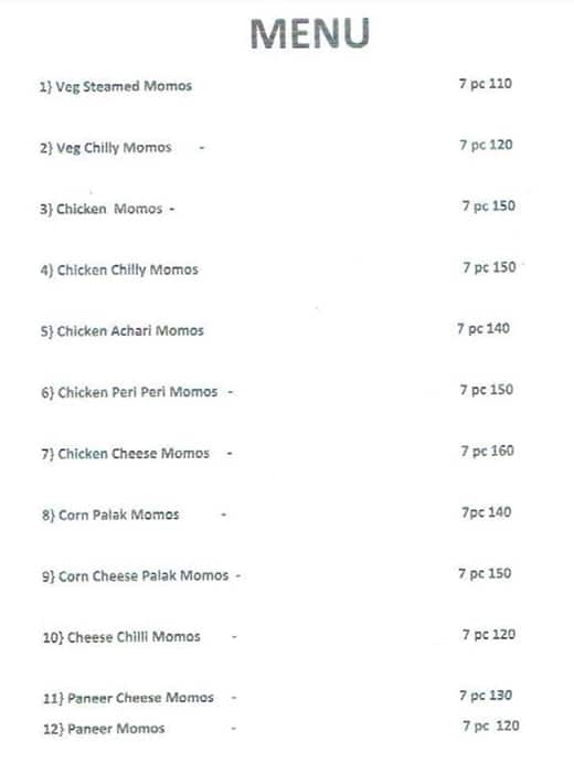 Menu of Only Momos & Food, Mahakali, Mumbai