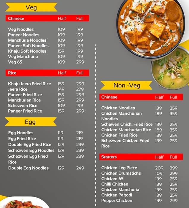 Menu of Sahasra Kitchen's, Dilsukhnagar, Hyderabad
