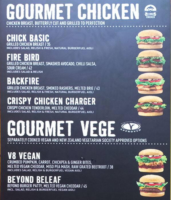 Menu at BurgerFuel restaurant, Dubai, Sheikh Zayed Road