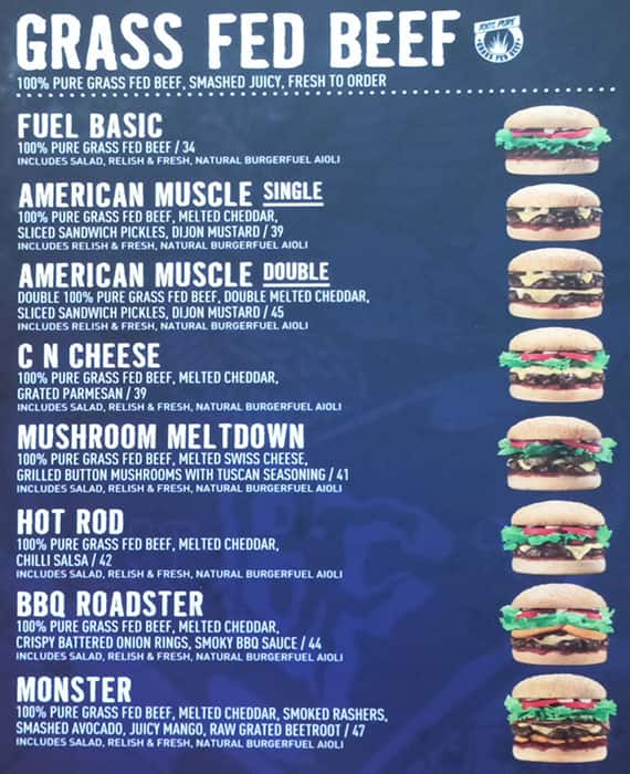 Menu at BurgerFuel restaurant, Dubai, Sheikh Zayed Road