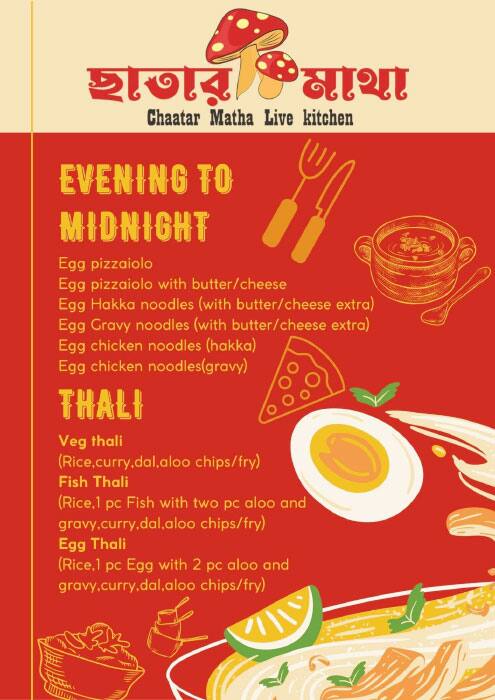Menu of Chaatar Matha, Kalindi, Kolkata