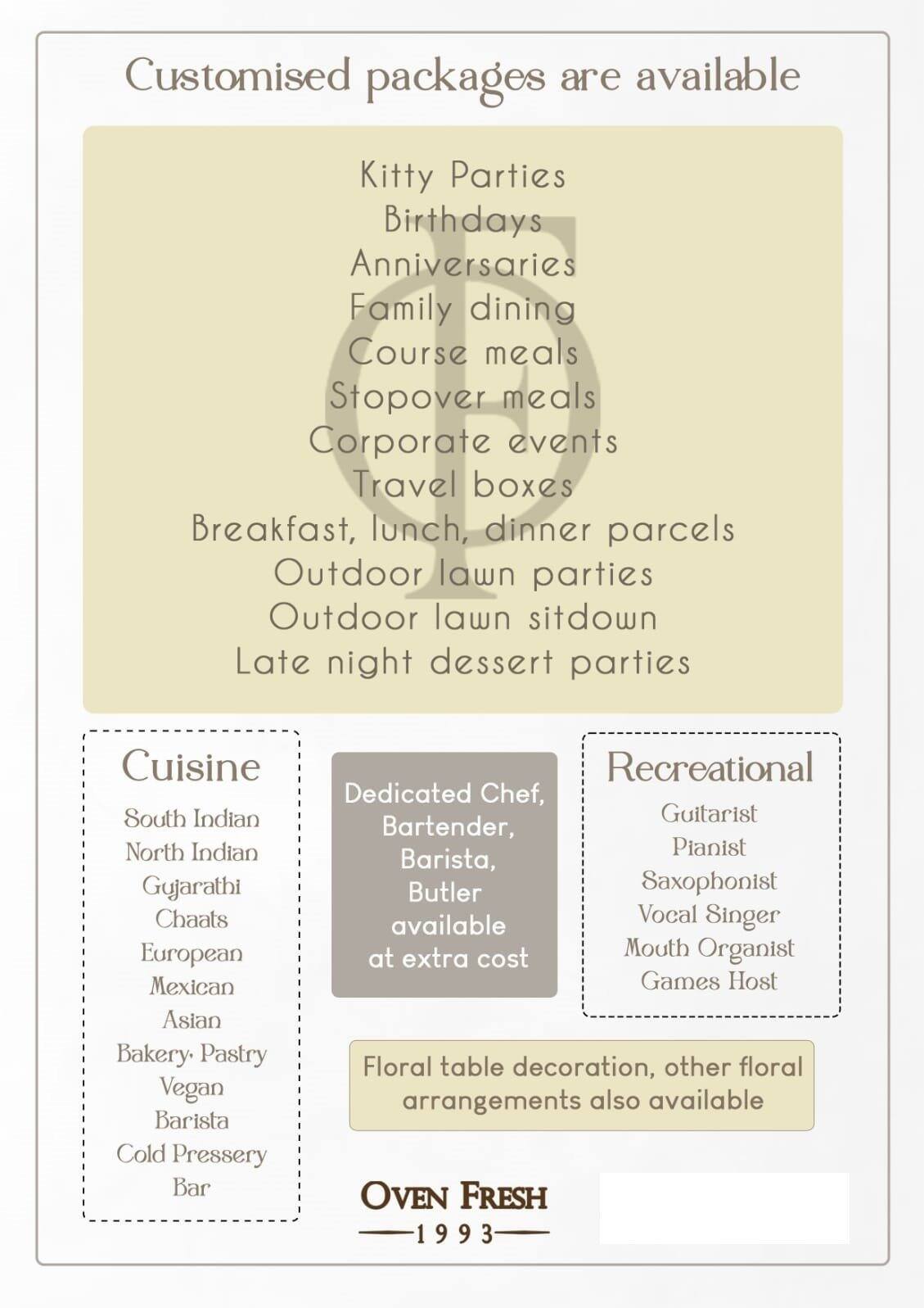 Menu of Oven Fresh, Lonavala, Pune