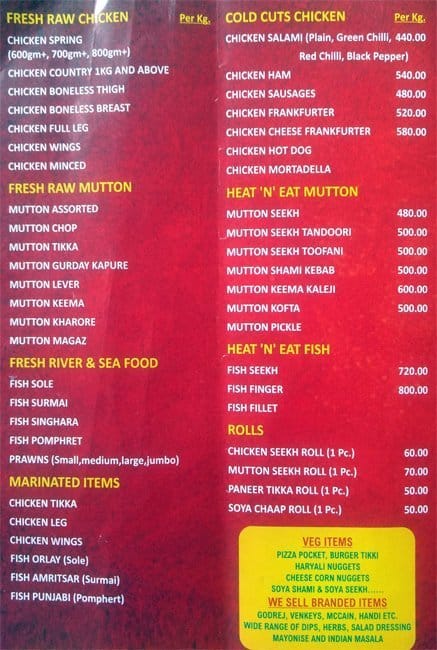 Sardar A Pure Meat Shop Menu, Menu for Sardar A Pure Meat Shop, Naraina ...