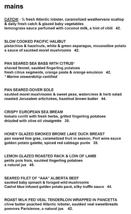 Menu at Five Sails Restaurant, Vancouver, 999 Canada Pl