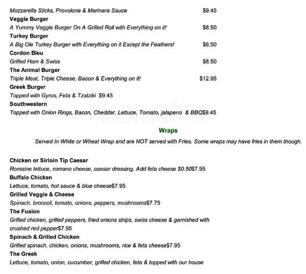 Menu at Jim's Deli & Restaurant, Boston