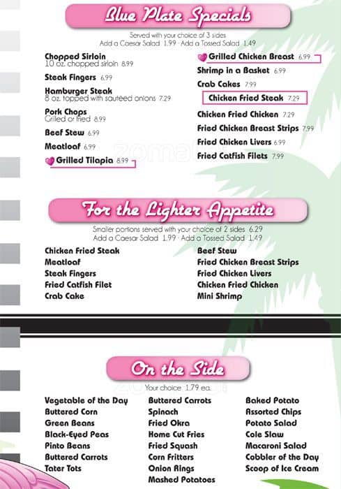 Menu at The cafe, Haltom City, Denton Hwy