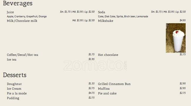 Menu at Coffee Cup Restaurant, Downingtown