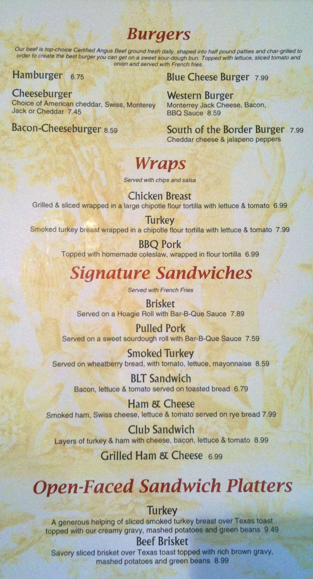 Menu at Hickory House Restaurant, Jackson